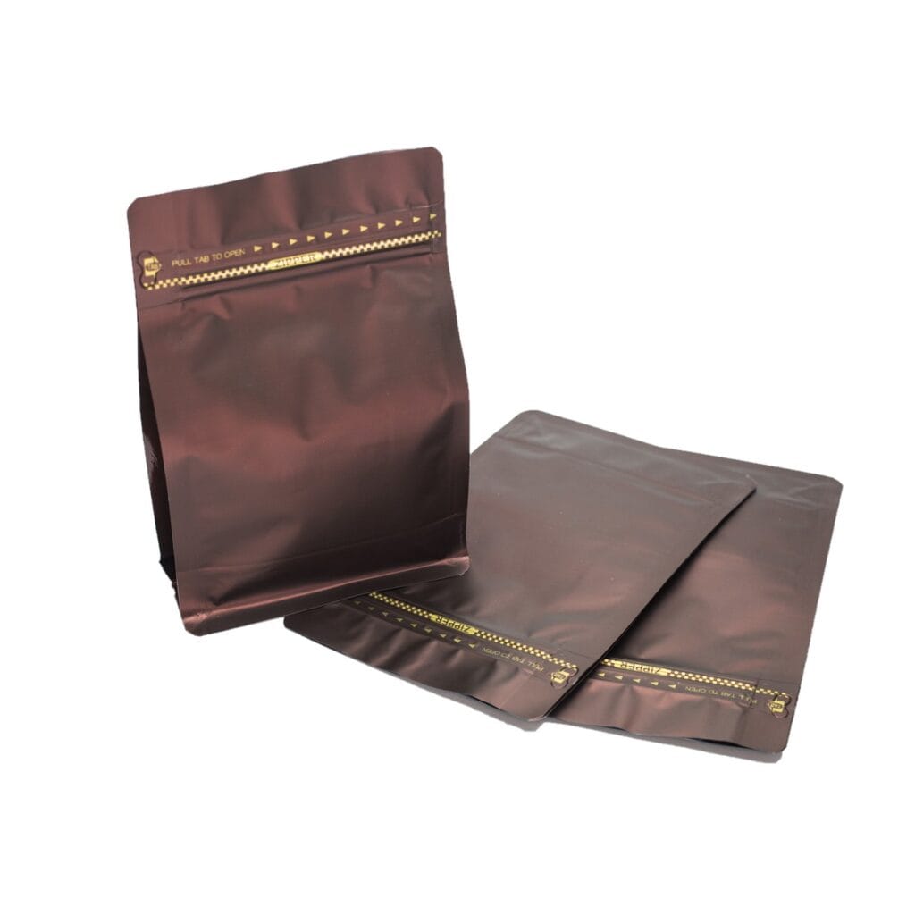 coffee bags with valve:Flat Bottom 8 Sides Seal 125g 250g One-Way Valve ...