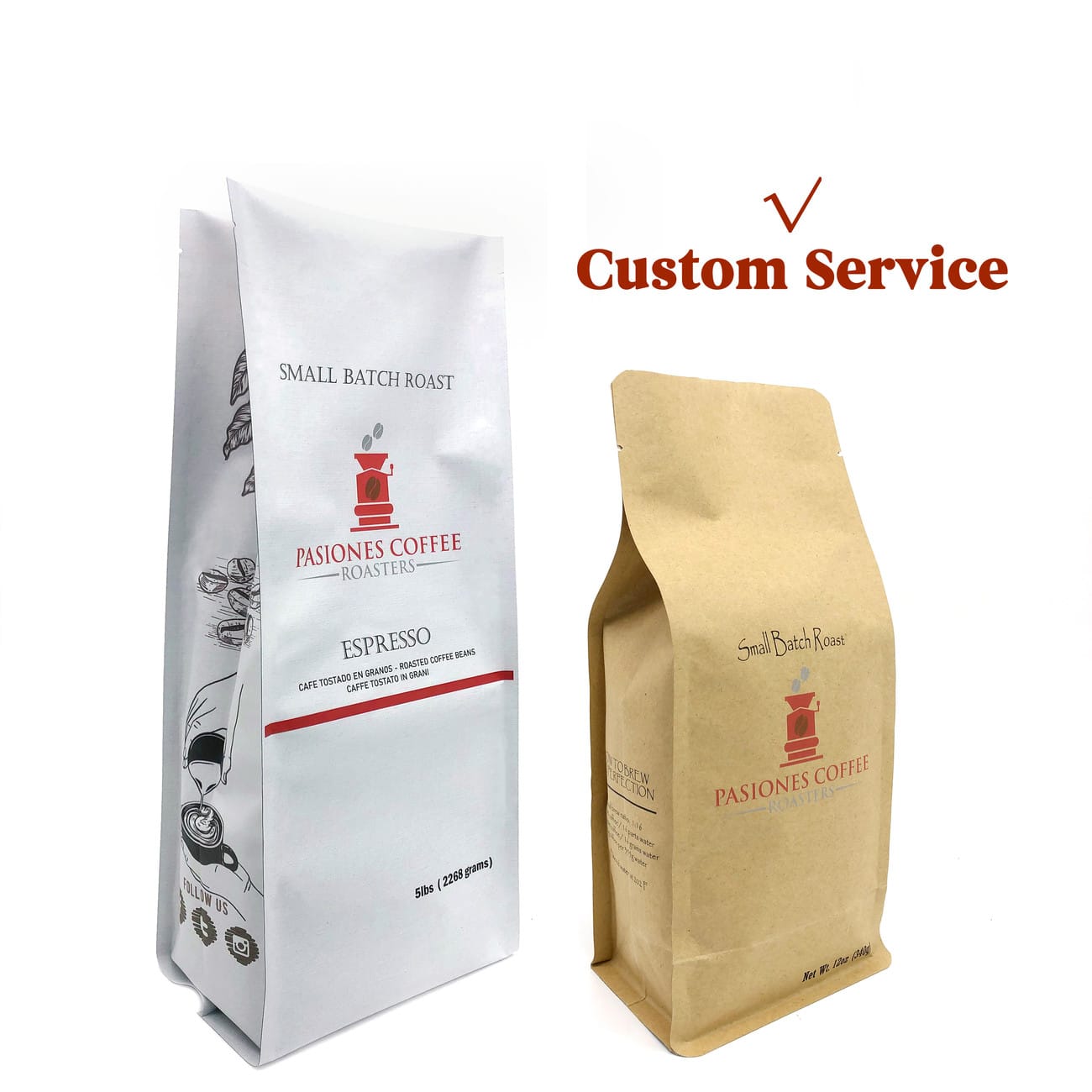 kraft coffee bags:Custom Printed 250G 500G 1KG Side Gusset Coffee Bean ...