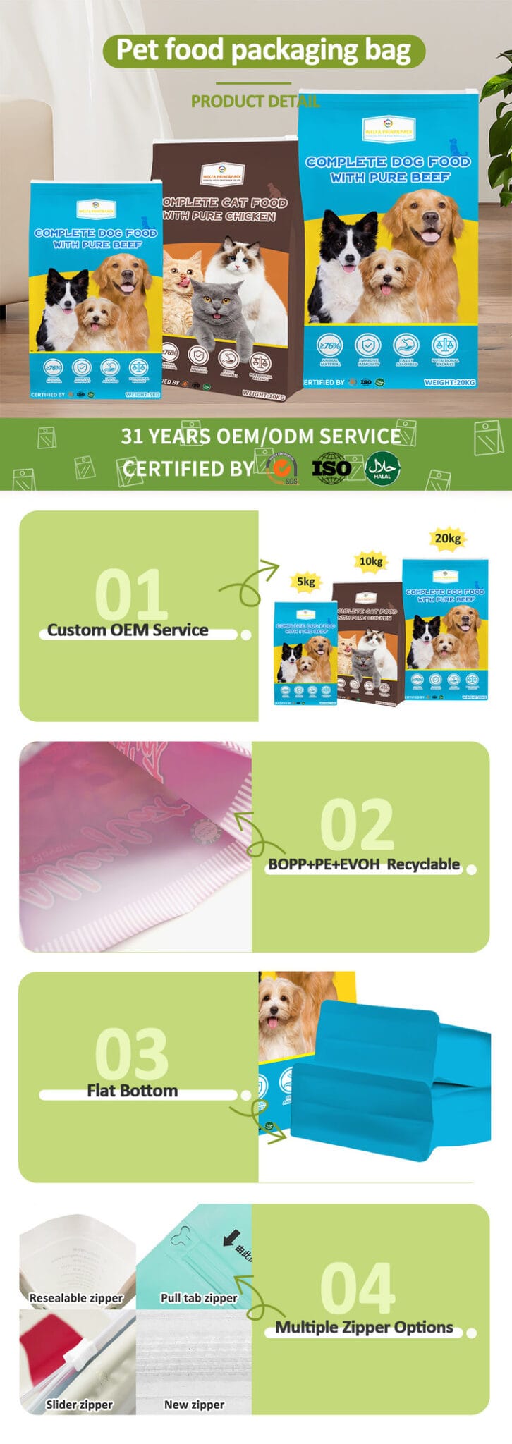 Recyclable Dog Food Packaging:Custom Design Plastic Flexible Resealable ...