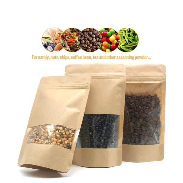 Kraft Paper Ziplock Bags:Bolsas Sac Biodegradable Resealable Craft ...