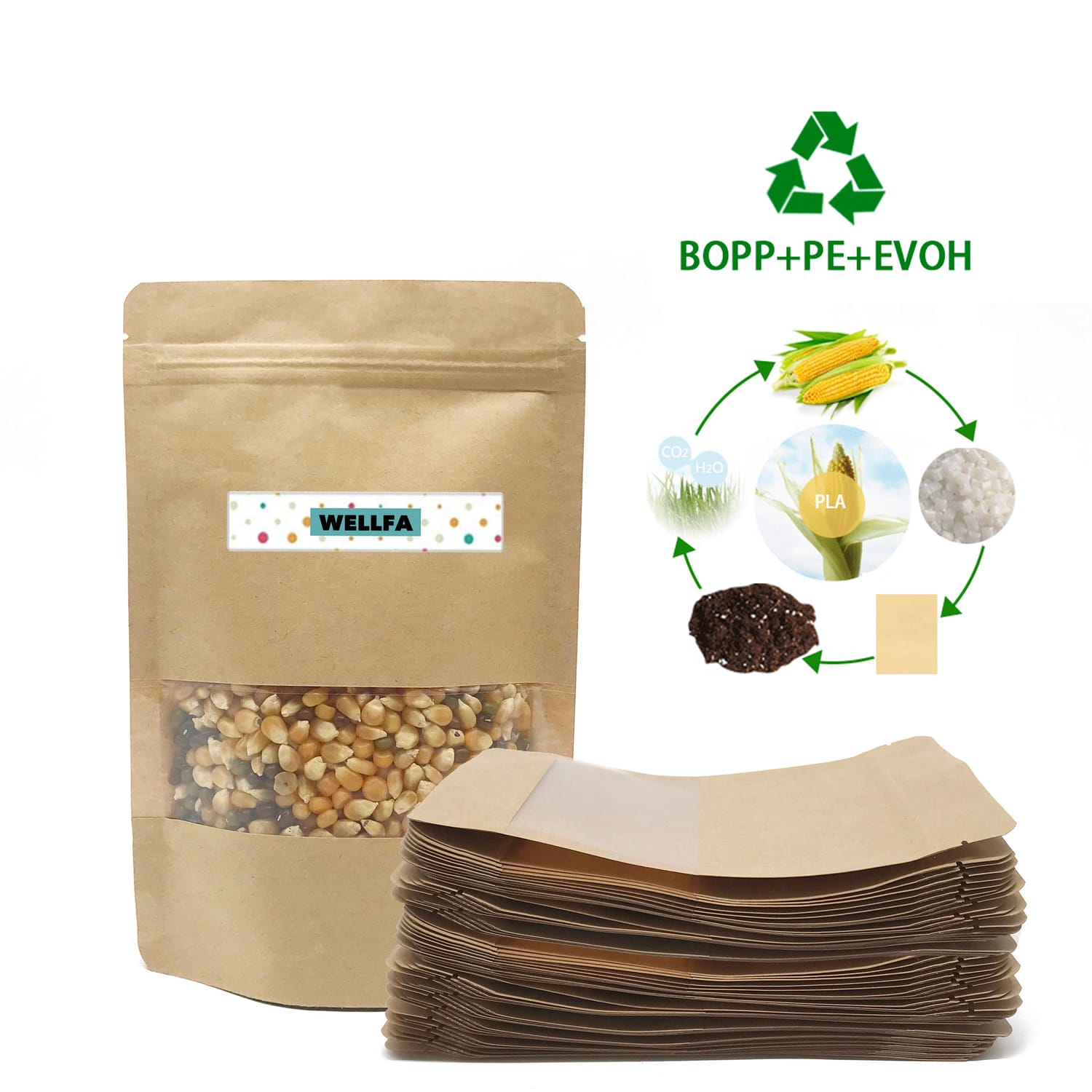 Kraft Paper Bag:Biodegradable Bolsas Sac Doypack Stand Up Pouch With ...