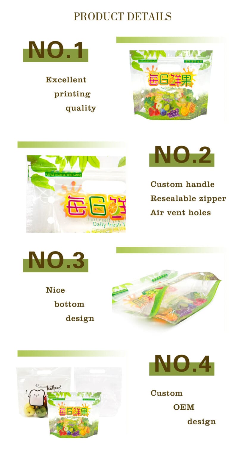 Frozen Fruit Bag:High Quality Custom Clear Plastic Resealable Stand Up ...