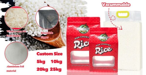 Rice Packaging Bag:Food Grade Resealable 1Kg 2Kg 5Kg 10Kg Packaging ...
