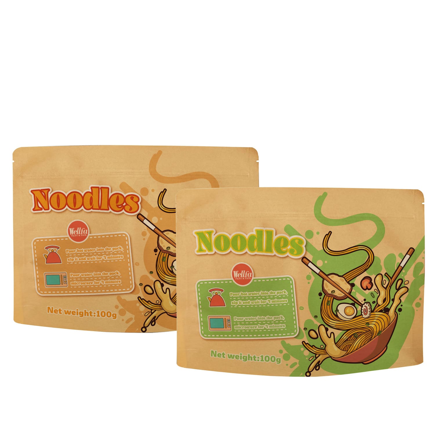 Microwaveable Instant Noodles Packaging:Takeaway Zipper Paper Bag For ...
